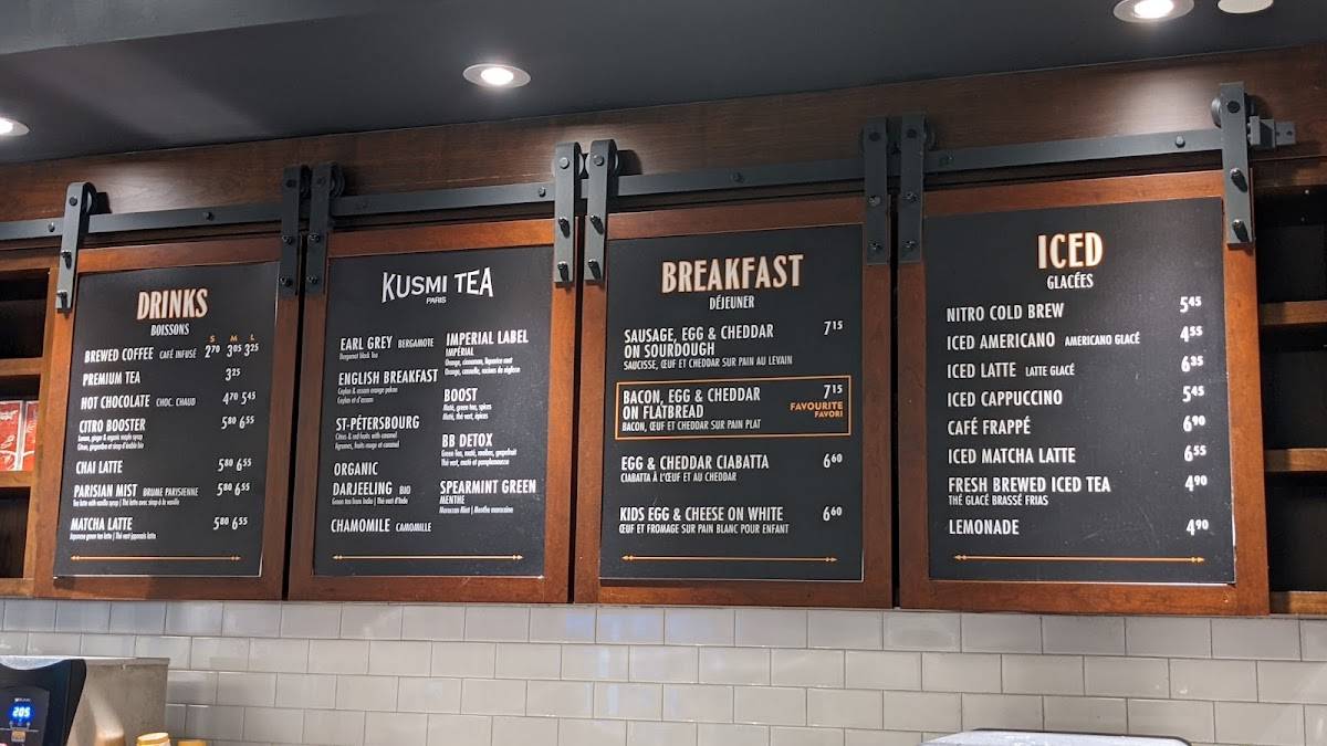 Menu at Balzac's, Toronto, Billy Bishop Airport Tunnel