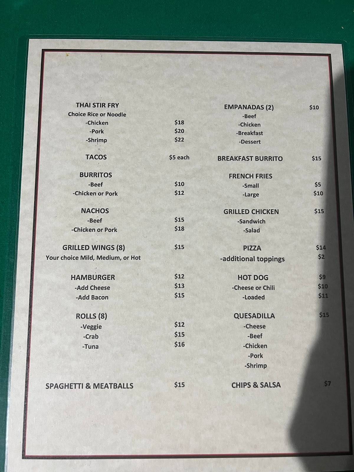 Menu at Band House pub & bar, Fort Lauderdale