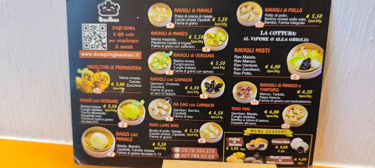 Menu da Bao Bao Prati - Ravioleria ristorante, Roma