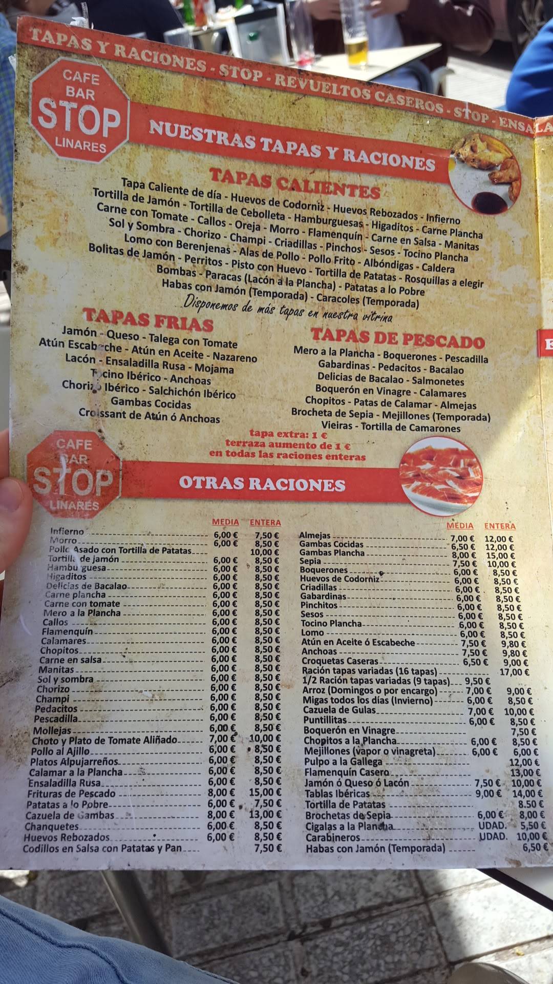 Carta de Bar STOP, Linares
