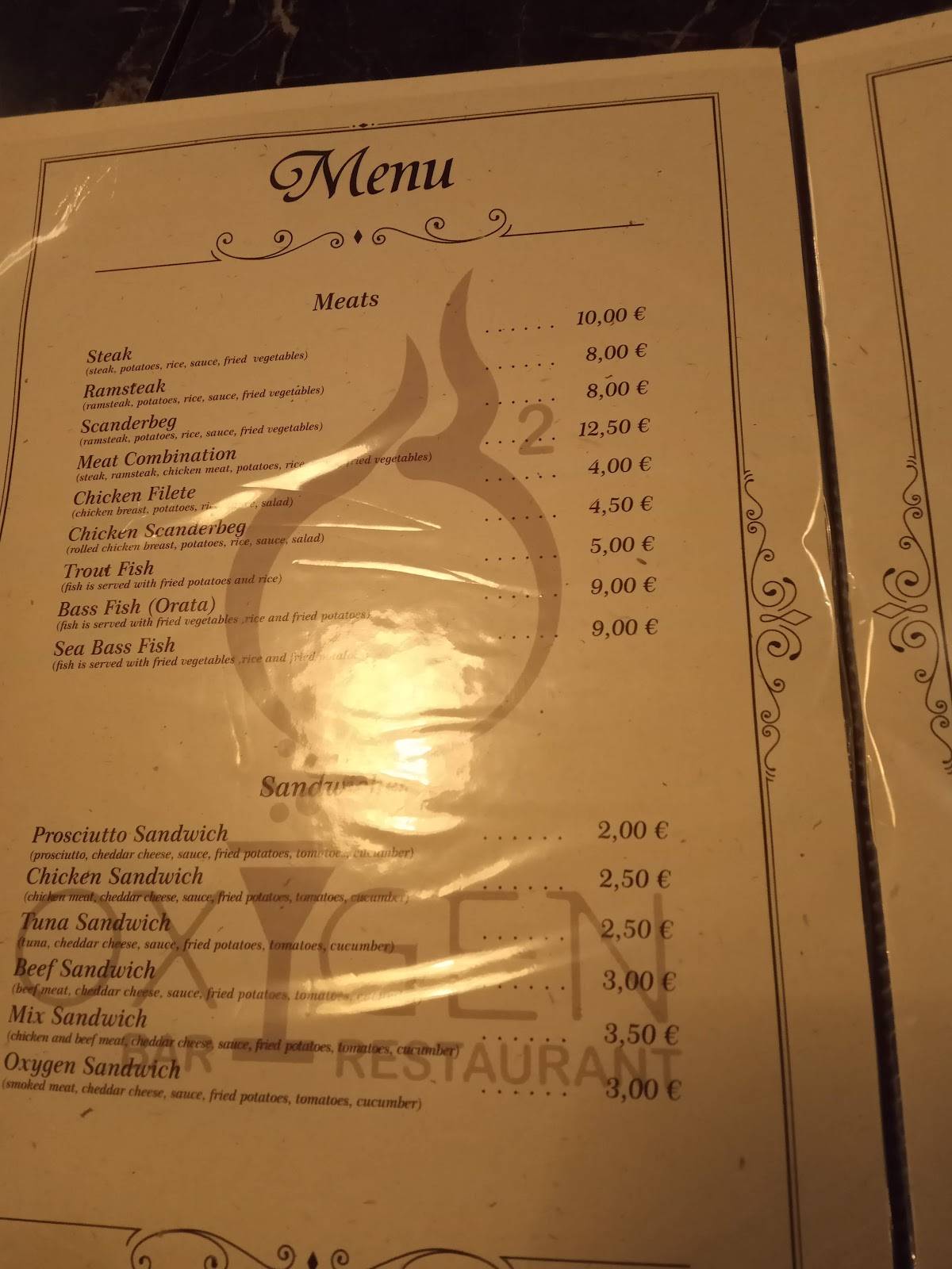 Speisekarte von Bar & Restaurant "Oxygen", Gjakova