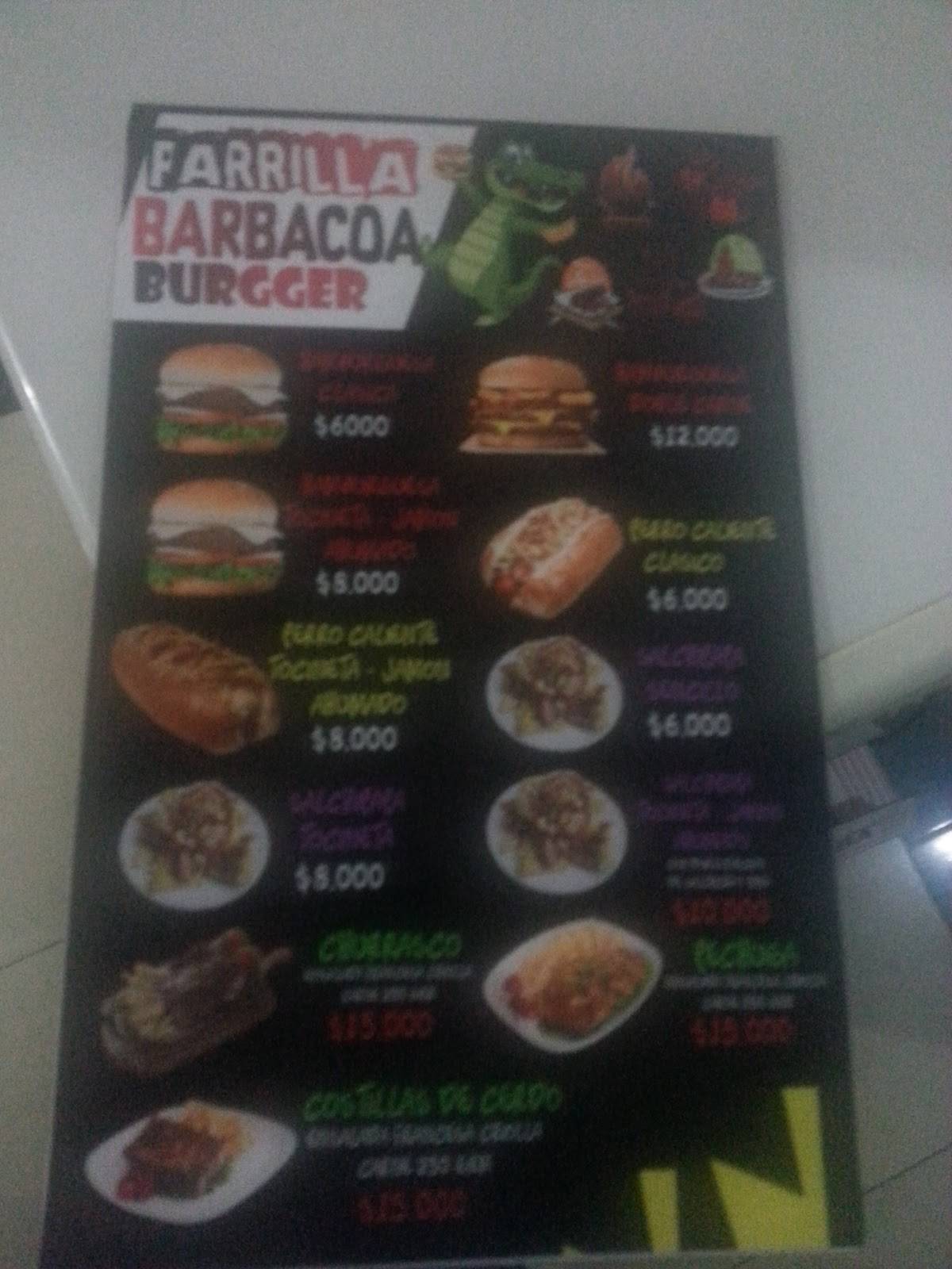 Carta de Barbacoa Burguer, Villavicencio