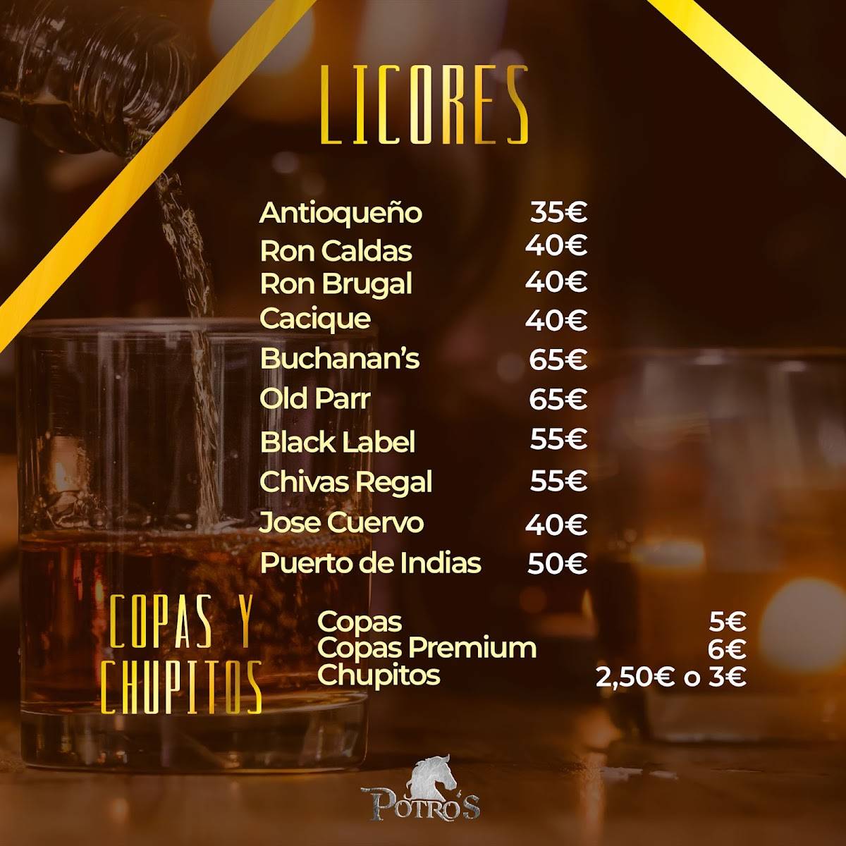 Carta de Potro's Bar Restaurant, Barcelona