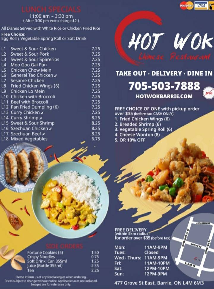Menu at Hot Wok Chinese Restaurant, Barrie
