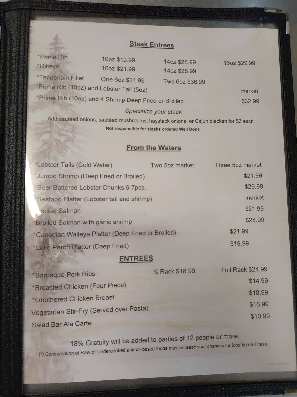 Menu at Bayside Supper Club, Beaver Dam