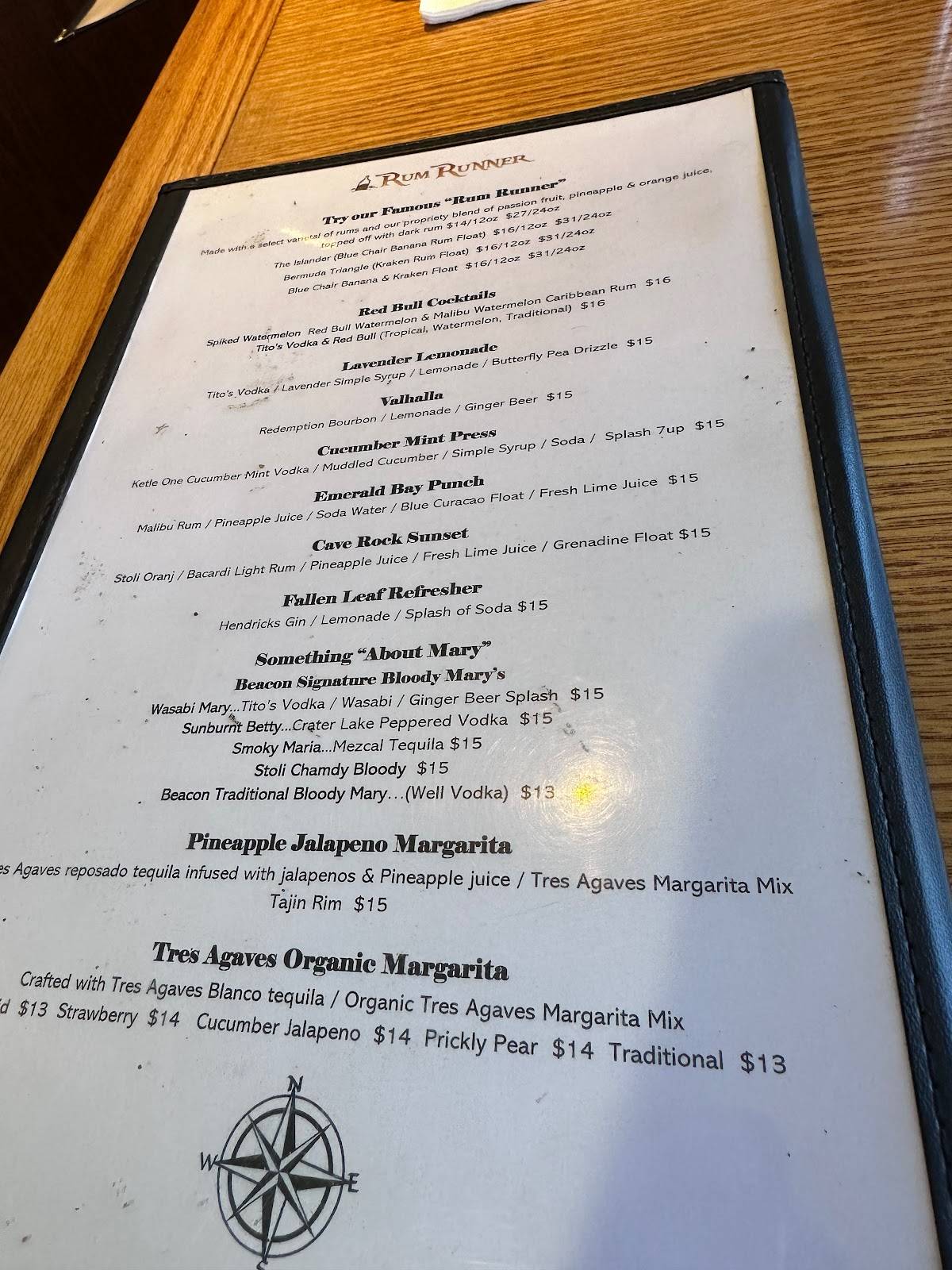 Menu at The Grove Beach Bar & Grill, South Lake Tahoe, Jameson Beach Rd