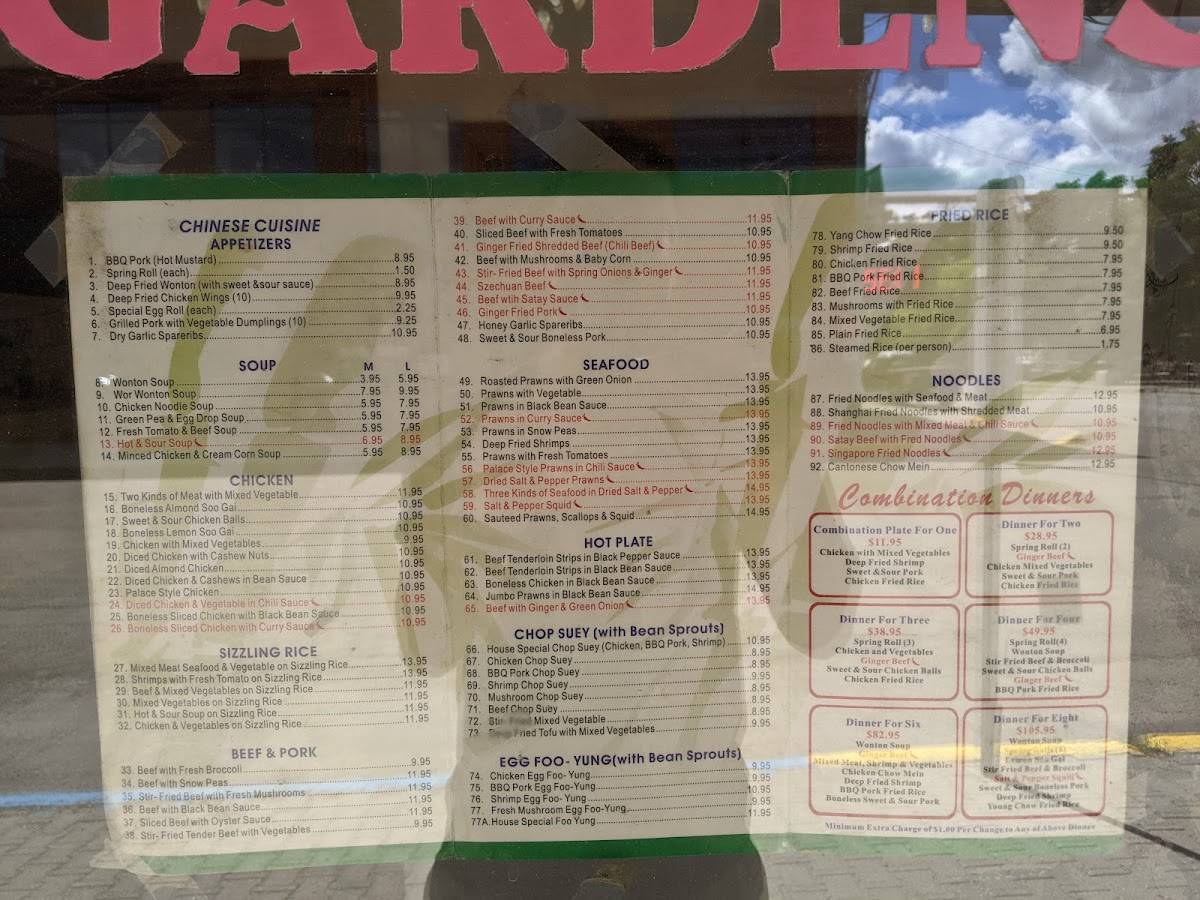Menu at Bel Air Gardens restaurant, Maple Creek