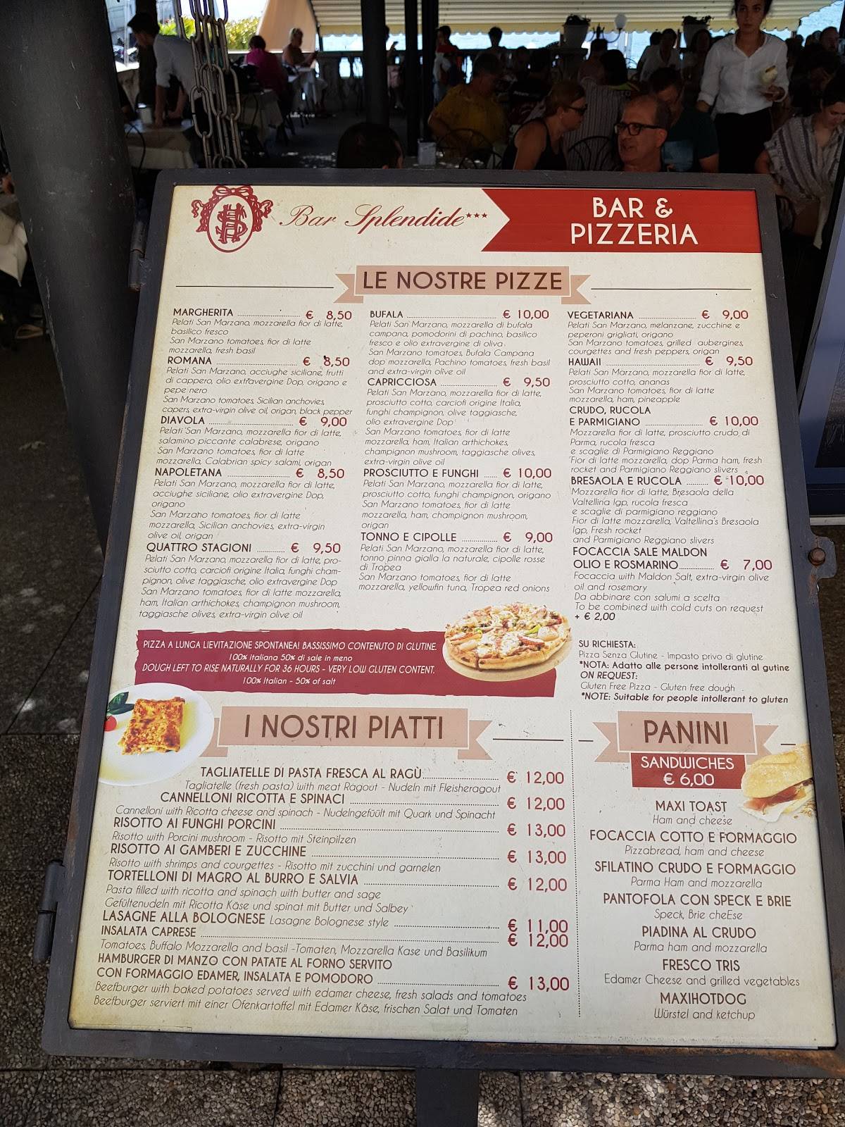 Menu at Bellagio Bar Pizzeria Splendide, Bellagio