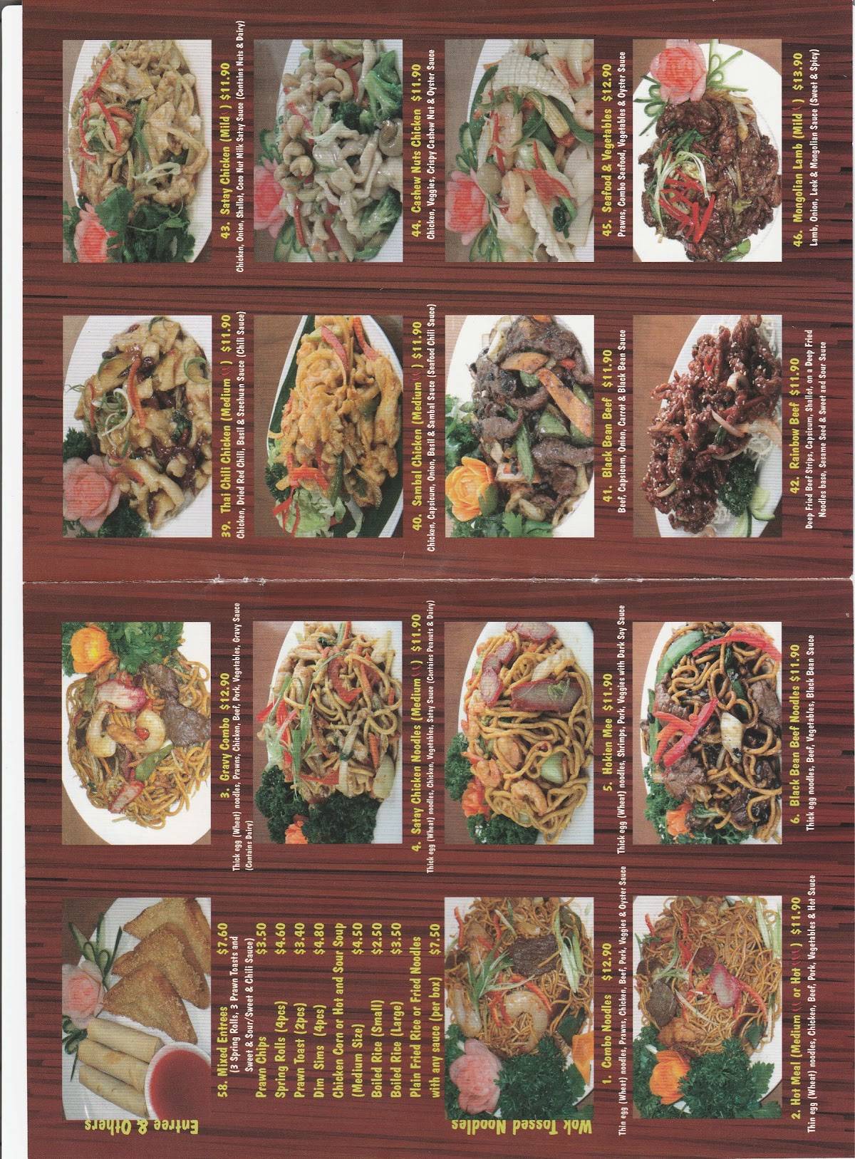 Menu at Bellygood fast food, Singleton