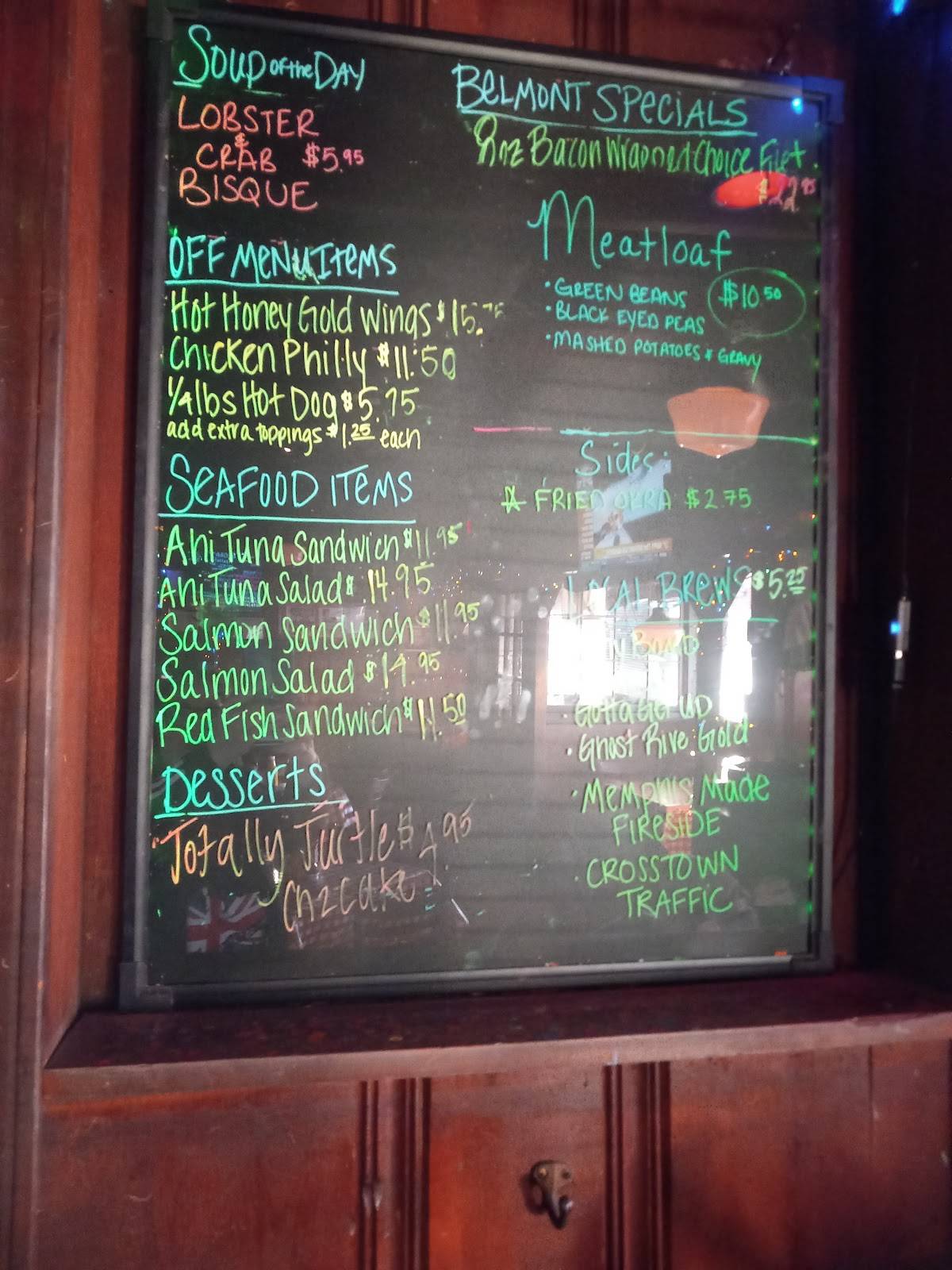 Menu at Belmont Grill pub & bar, Memphis, Poplar Ave