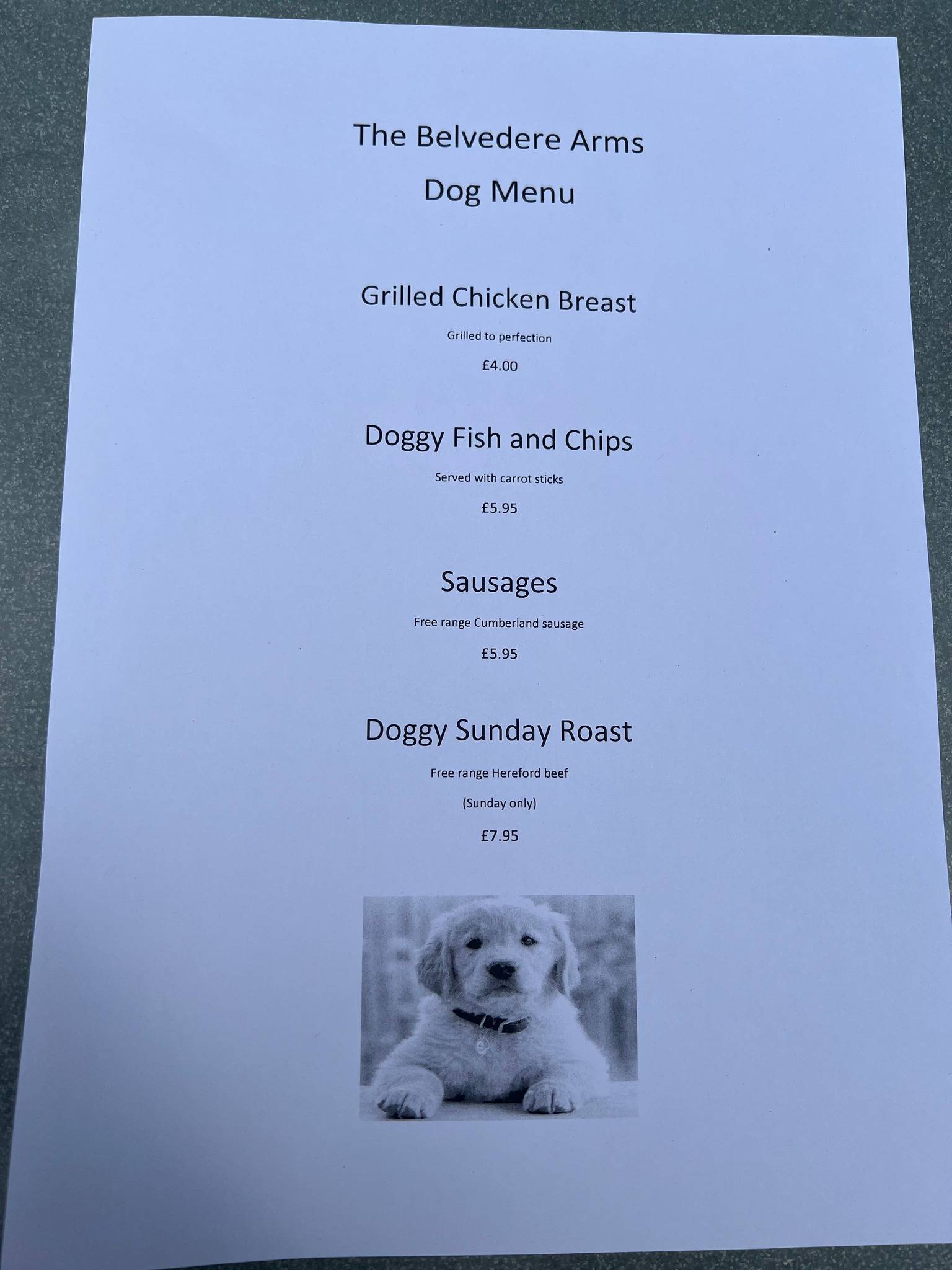 Menu at Belvedere Arms pub & bar, Sunninghill and Ascot