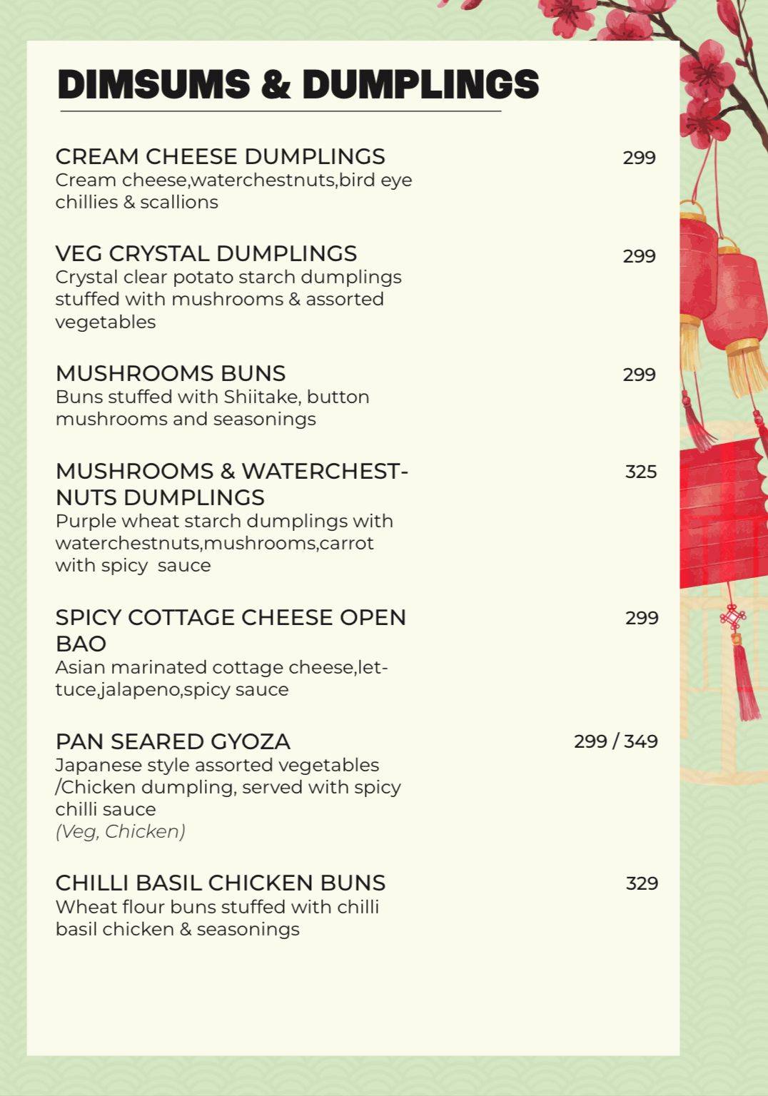 Menu at Kyba, Bengaluru