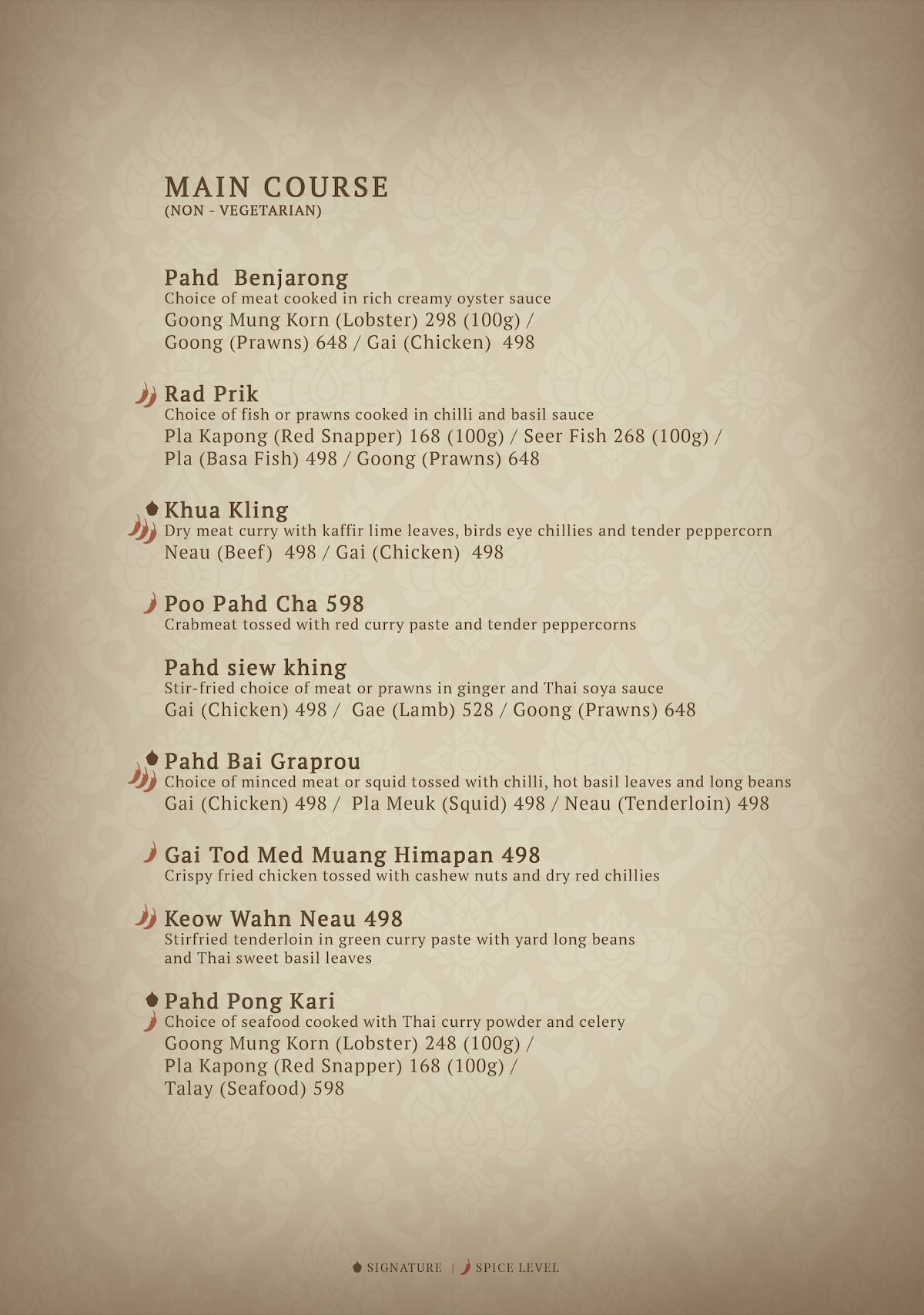 Menu at Benjarong - Thai Restaurant, Chennai, 146, TTK Road