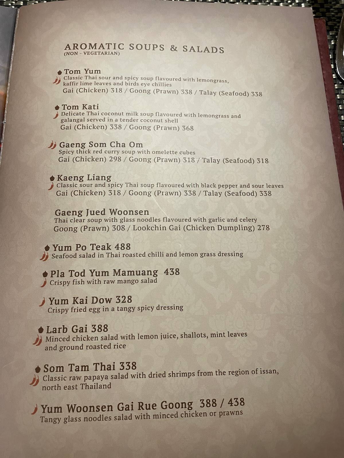 Menu at Benjarong - Thai Restaurant, Chennai, 146, TTK Road