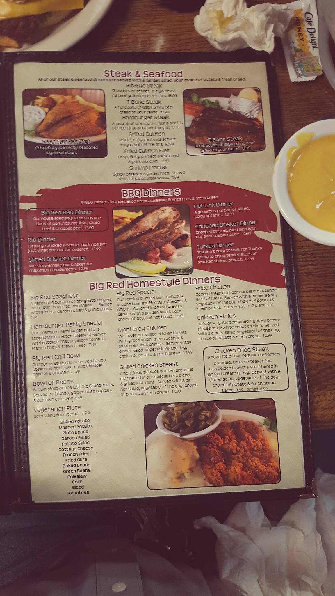 Menu at Big Red Restaurant, Park Hill