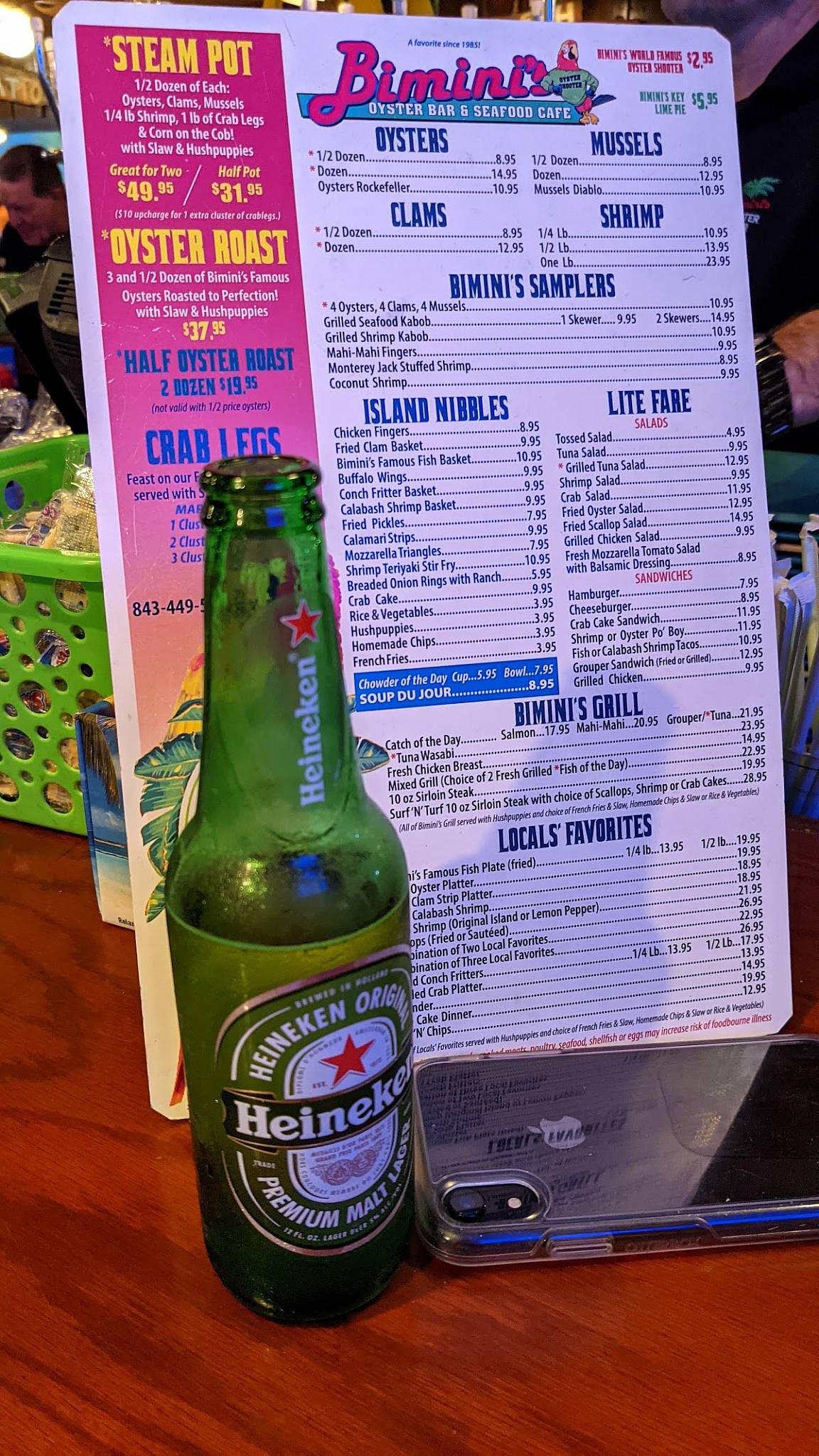 Menu at Bimini's Oyster Bar & Seafood Market - MYRTLE BEACH, Myrtle Beach