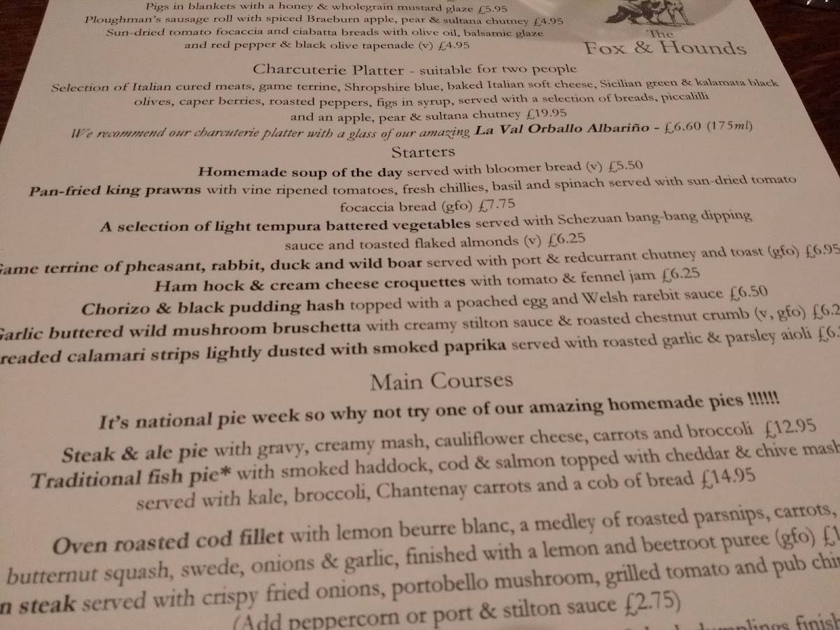 Menu at The Fox & Hounds pub & bar, Birkenhead