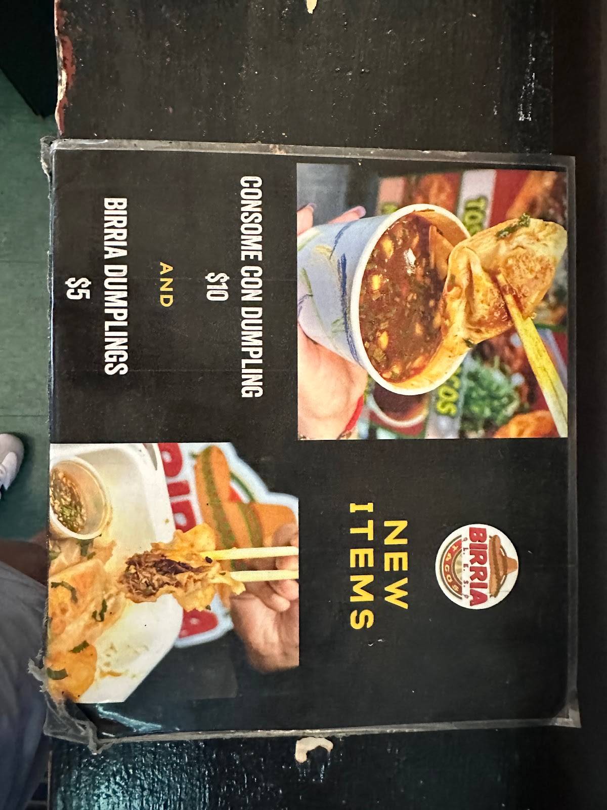 Menu at Birria LES restaurant, New York City, 127 Rivington St