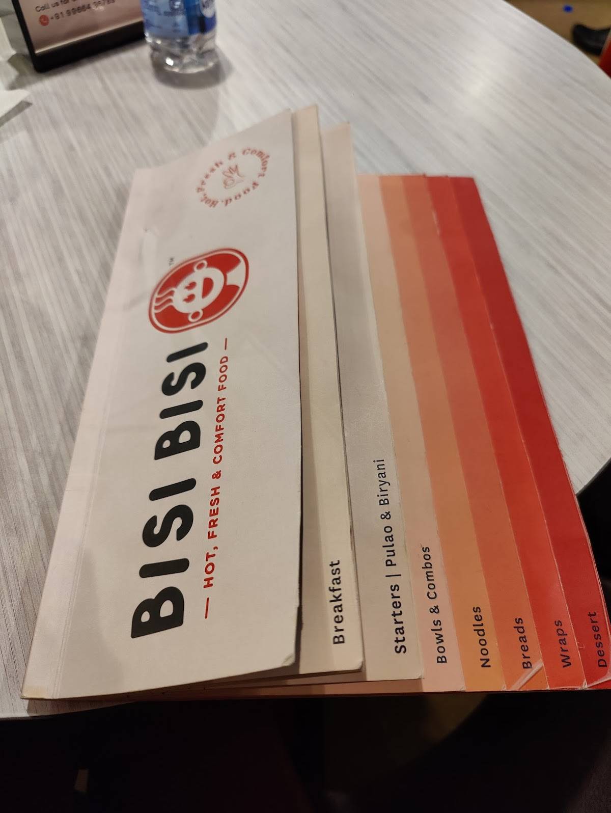 Menu at Bisi Bisi South Indian Hyderabad, Hyderabad