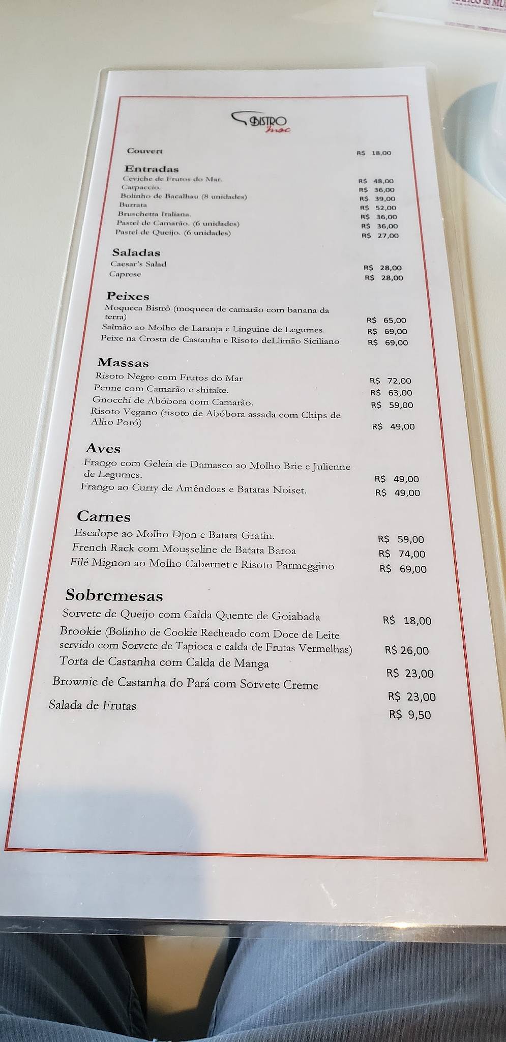 Menu em Bistrô MAC restaurante, Niterói, Praça Mirante de Boa Viagem