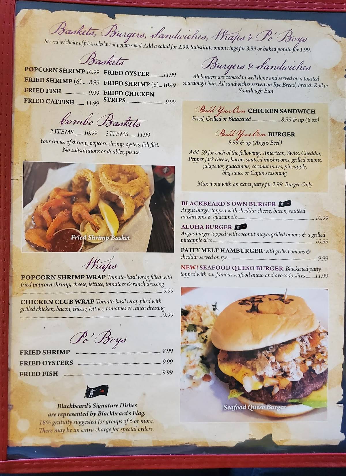 Menu at Blackbeard's Too restaurant, Ingleside, W Main St