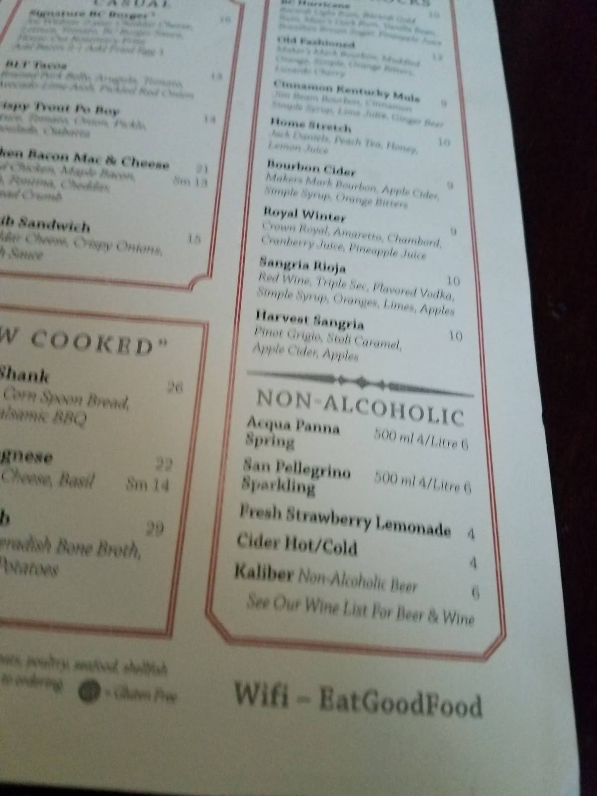 Menu at Blue Canyon Kitchen & Tavern restaurant, Twinsburg