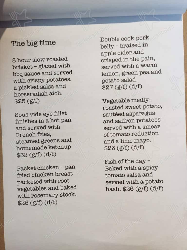 Menu at Bluebird Kitchen and Smokehouse restaurant, Warwick