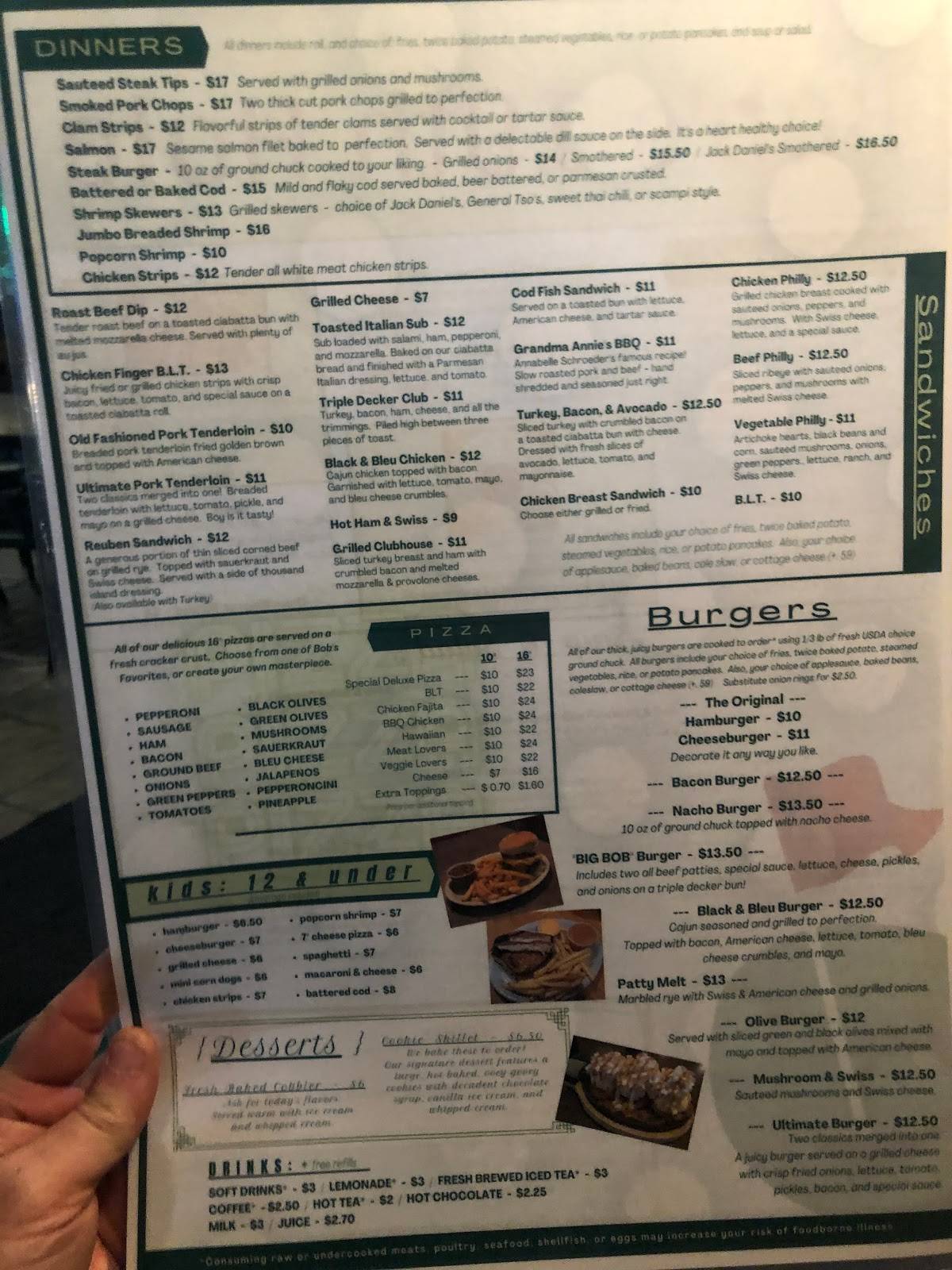 Menu at Bob's 19th Hole Restaurant and Bar, South Bend