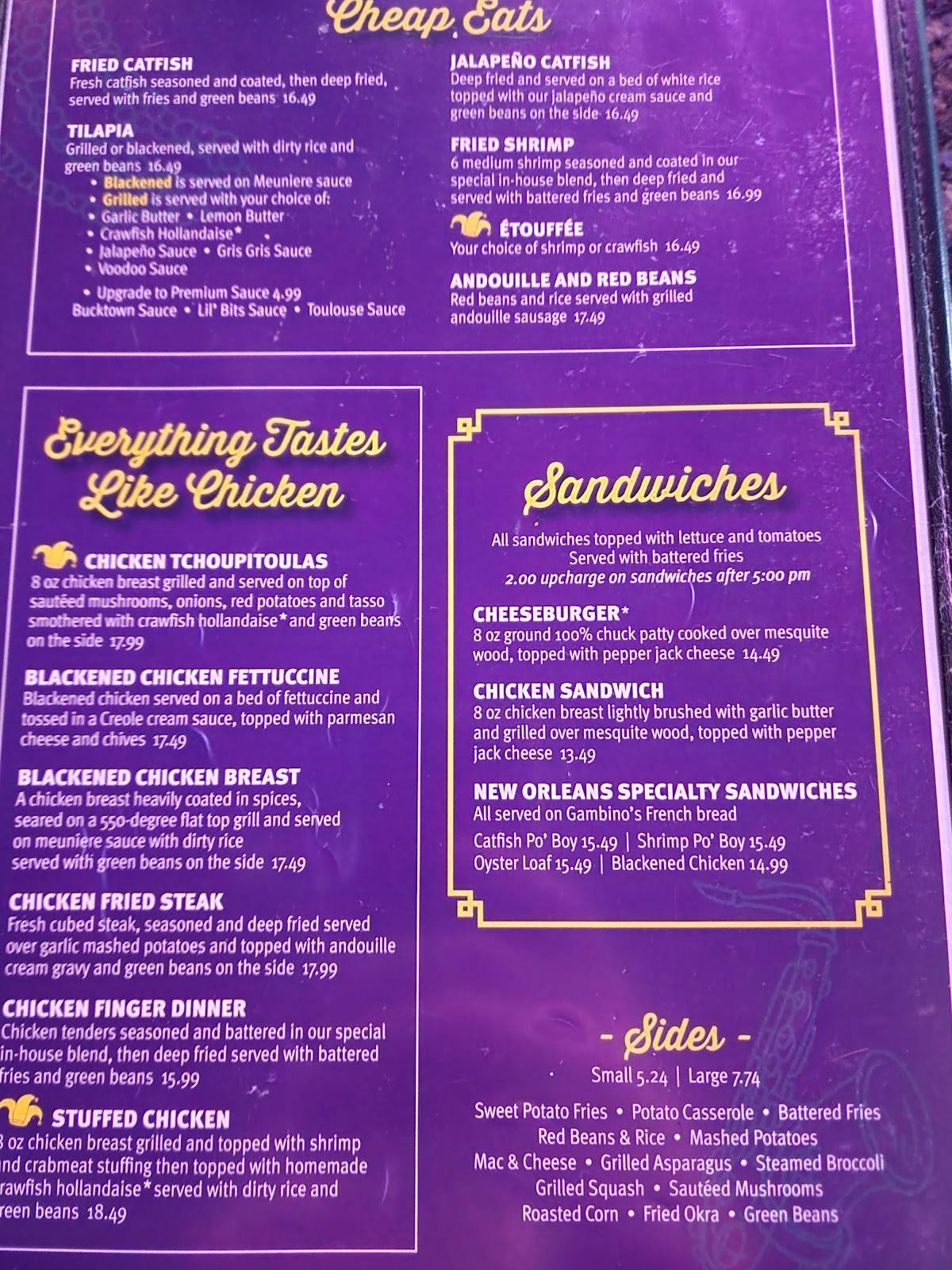 Menu at Boo-Ray's of New Orleans restaurant, Hudson Oaks, 201 Hudson ...