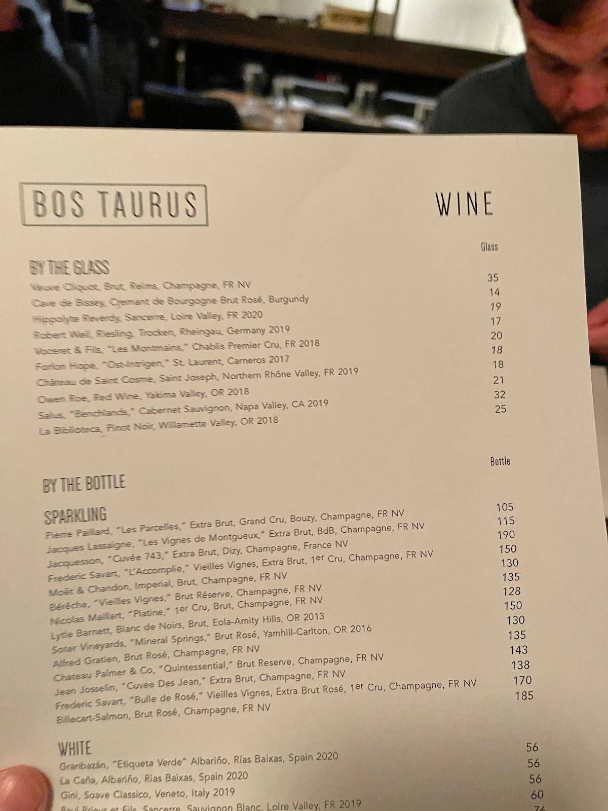 Menu at Bos Taurus pub & bar, Bend