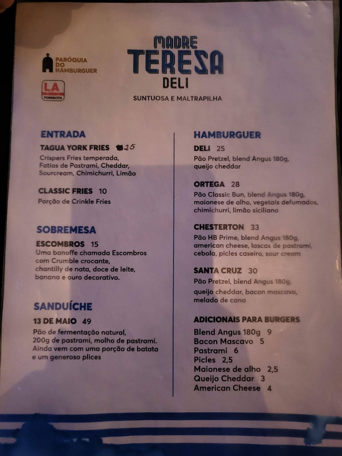 Menu em Madre Teresa Deli restaurante, Taguatinga