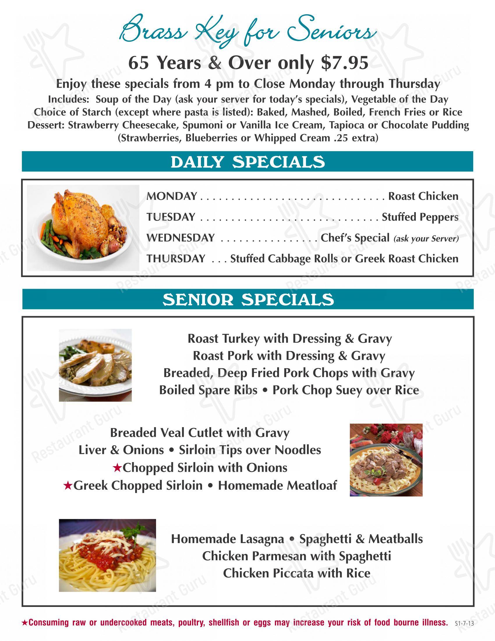 Menu at Brass Key Restaurant, Milwaukee