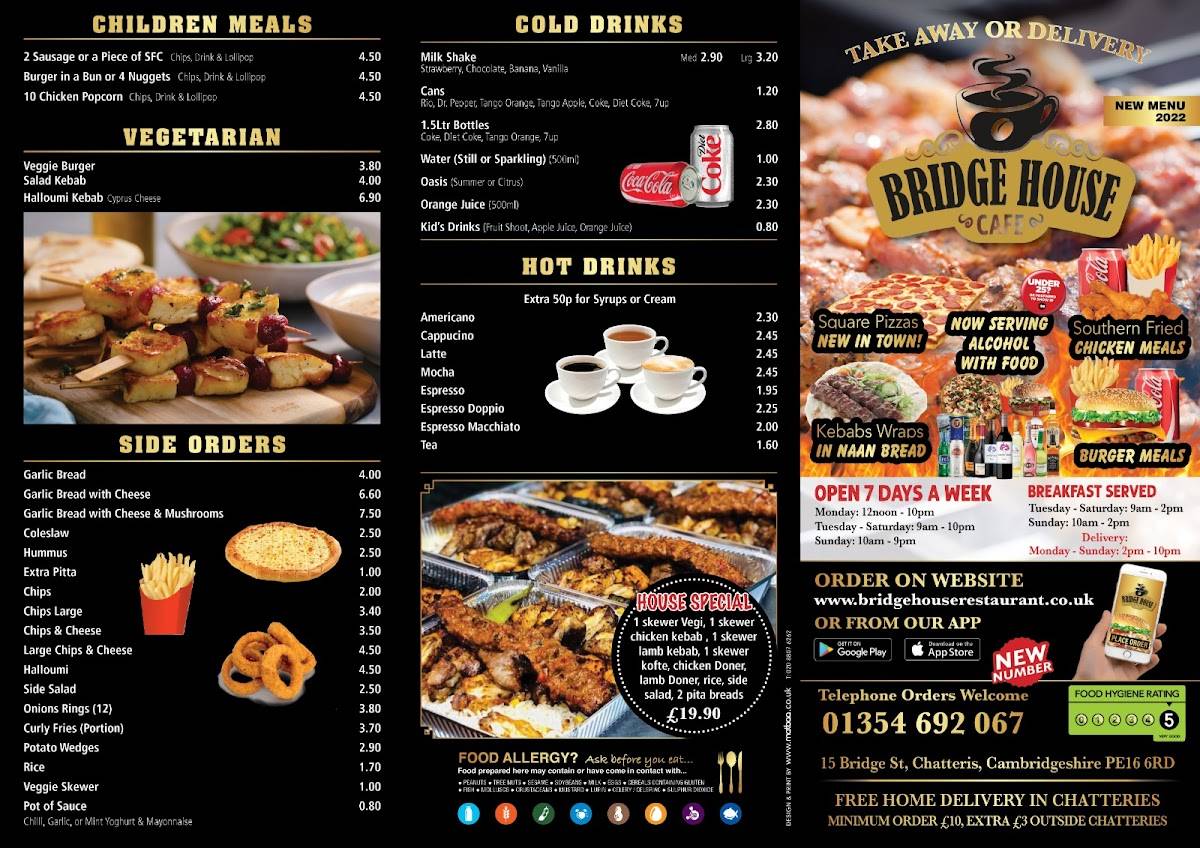 Menu at Bridge House Cafe restaurant, Chatteris