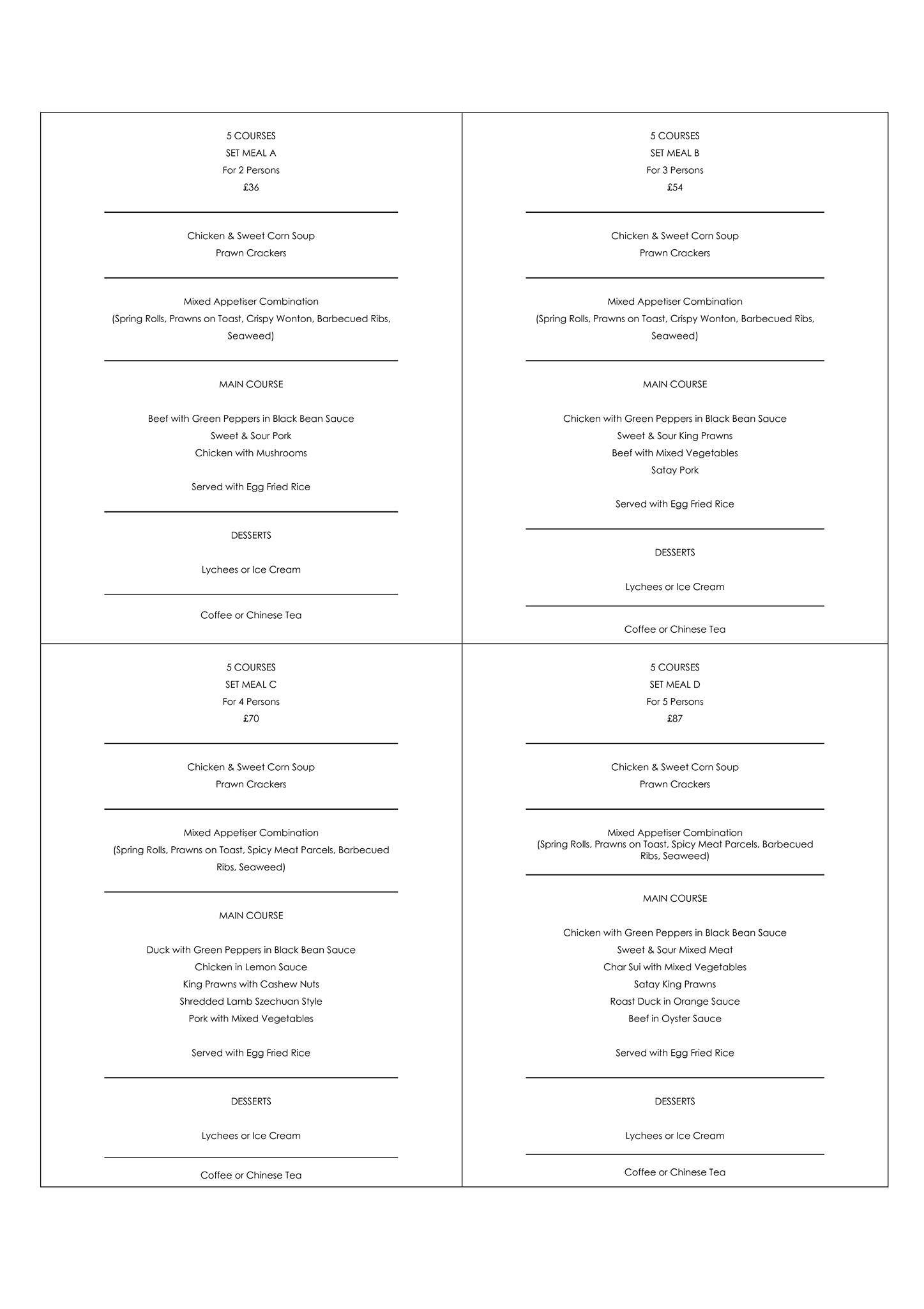 Menu at The New Great Wall restaurant, Brighouse