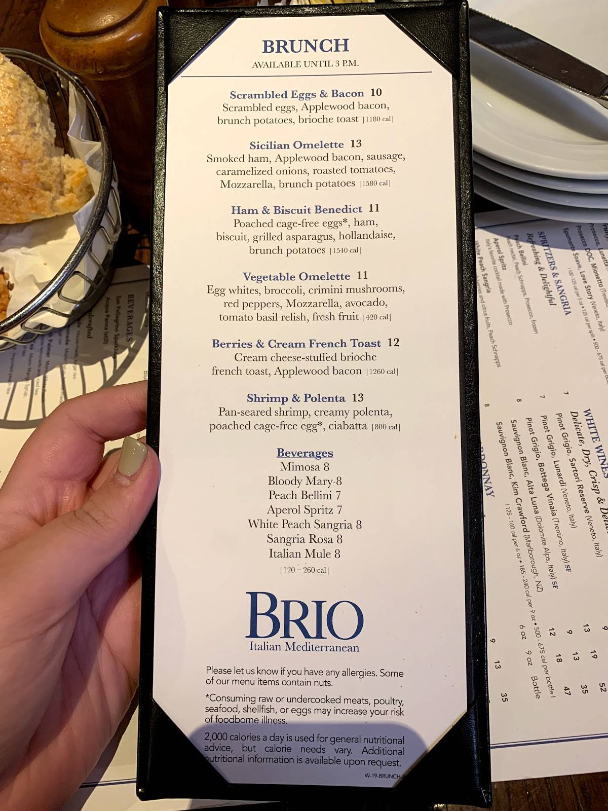 Menu at Brio Tuscan Grille restaurant, Scottsdale, 15301 N Scottsdale Rd
