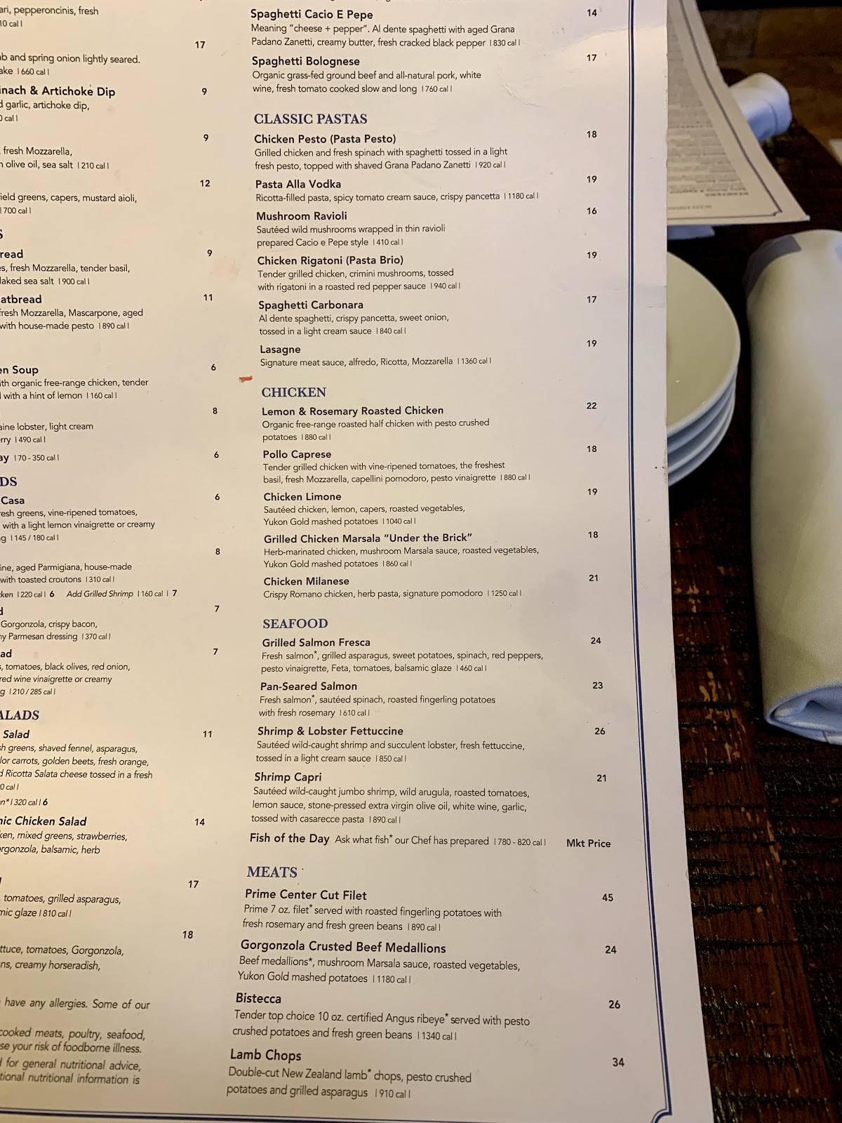 Menu at Brio Tuscan Grille restaurant, Scottsdale, 15301 N Scottsdale Rd