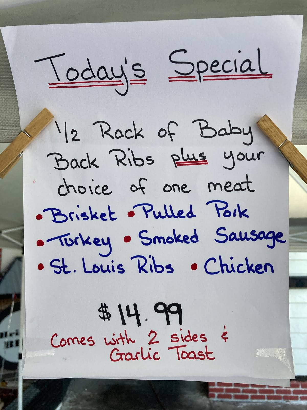 Menu at Brisky's BBQ, St. Augustine