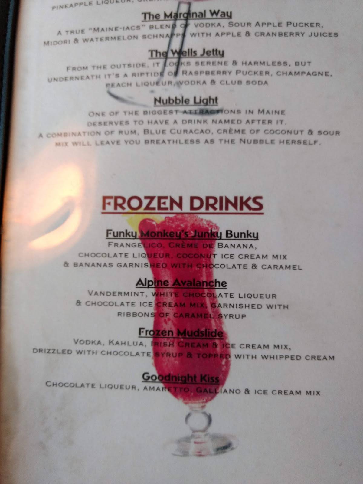 Menu at Bull N' Claw restaurant, Wells