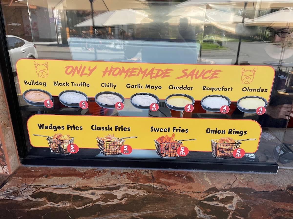 Menu at Bulldog Burger, Timișoara