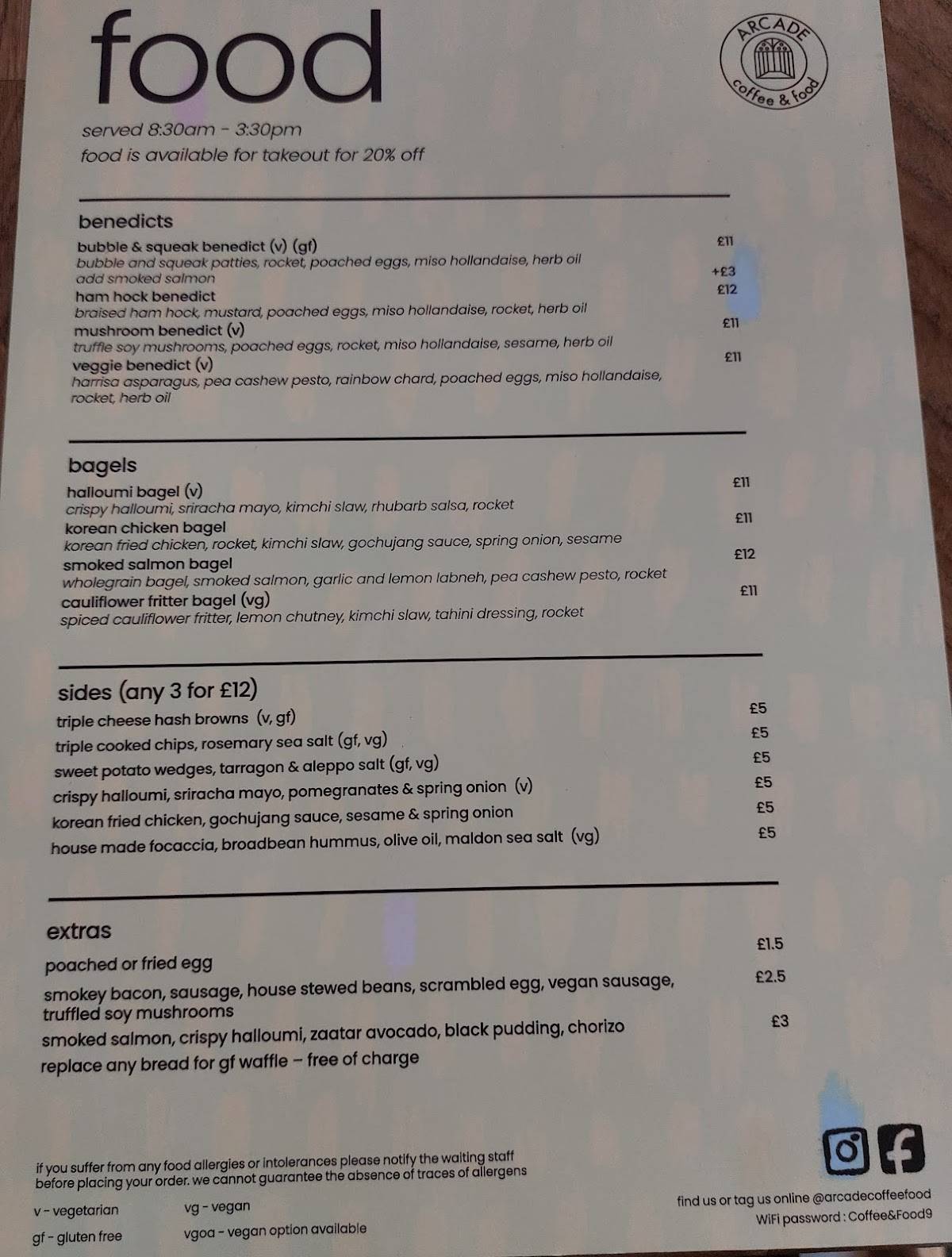 Menu at Arcade Coffee & Food cafe, Huddersfield