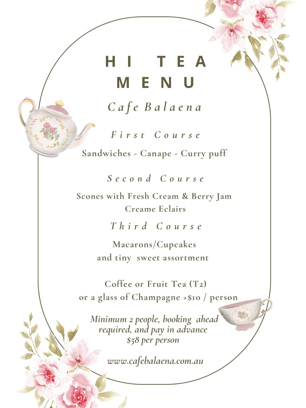 Menu at Cafe Balaena, Urangan