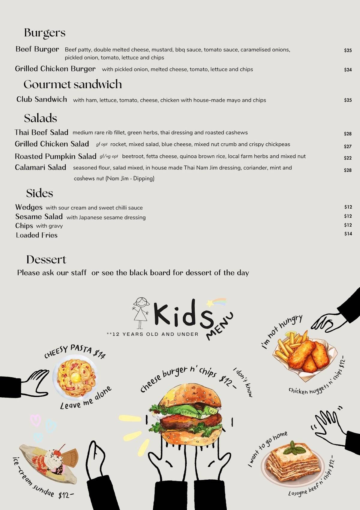 Menu at Cafe Balaena, Urangan