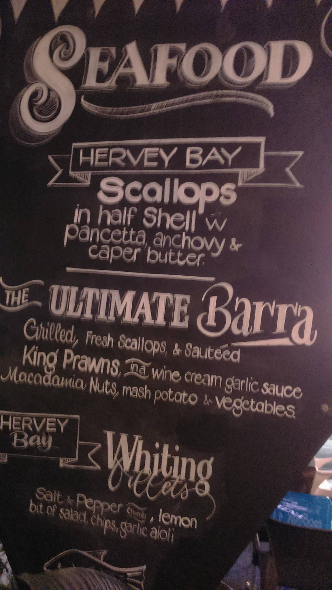 Menu at Cafe Balaena, Urangan