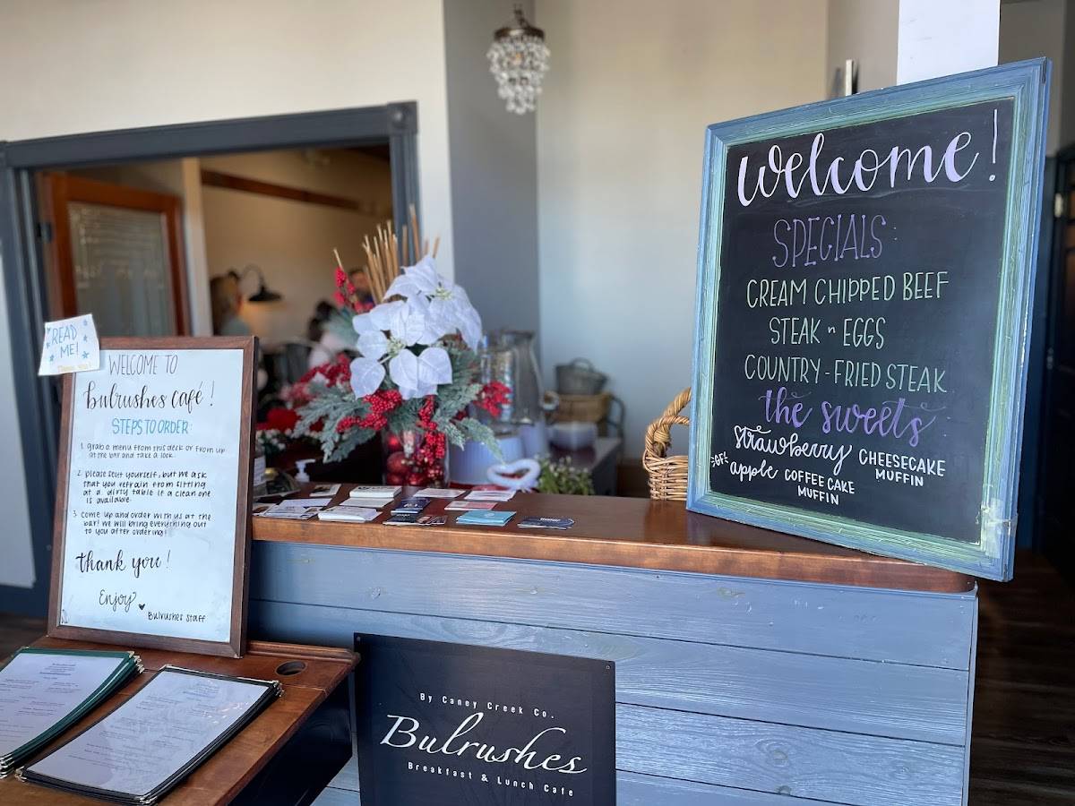 Menu at Bulrushes Cafe, Prince Frederick