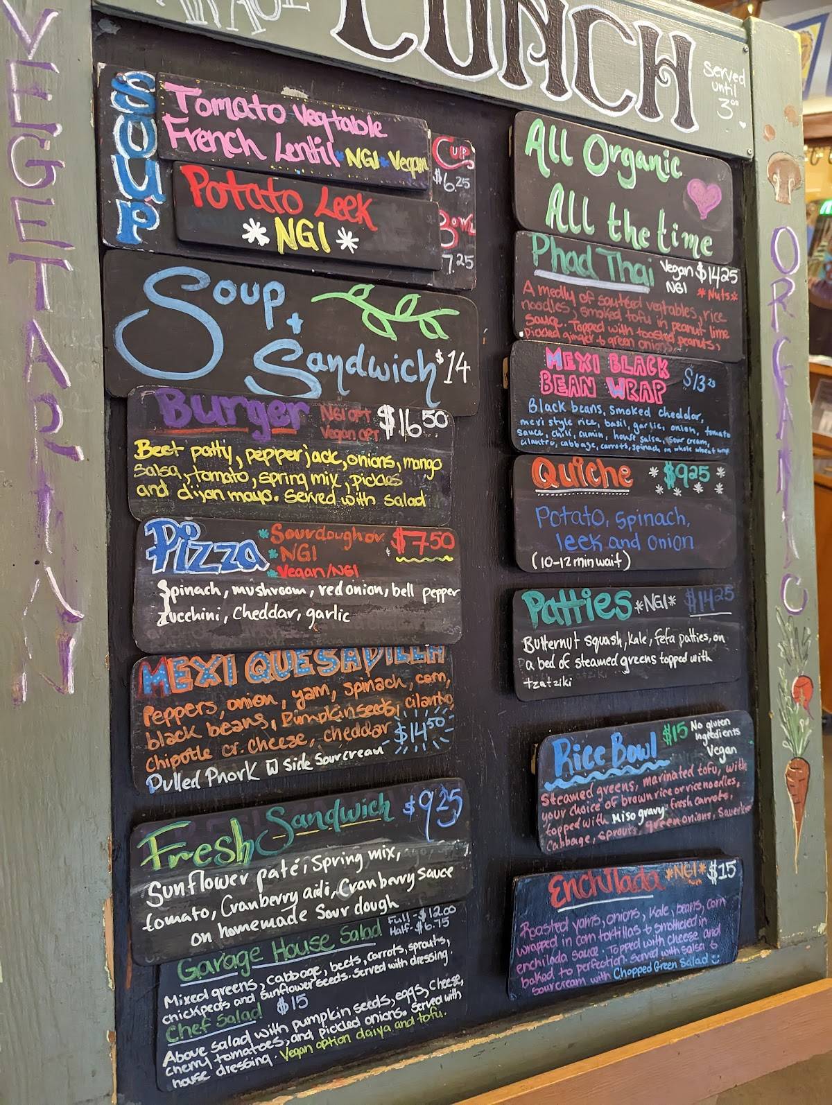 Menu at Duncan Garage Café & Bakery, Duncan