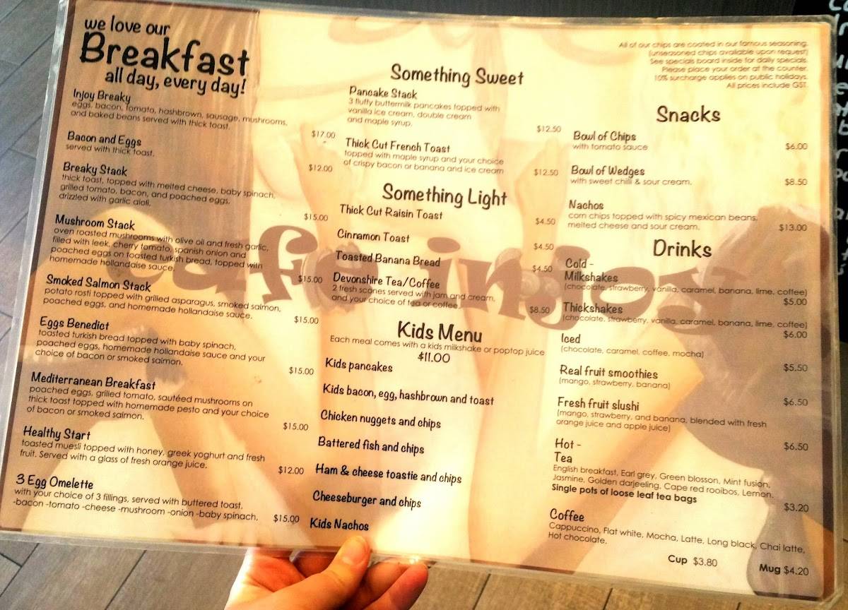 Menu at Cafe Injoy, Nicholls