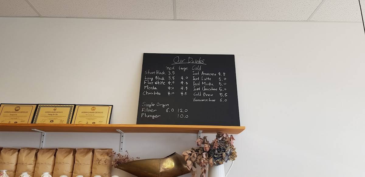 Menu at Tob Coffee cafe, Auckland, 8/56 Apollo Dr