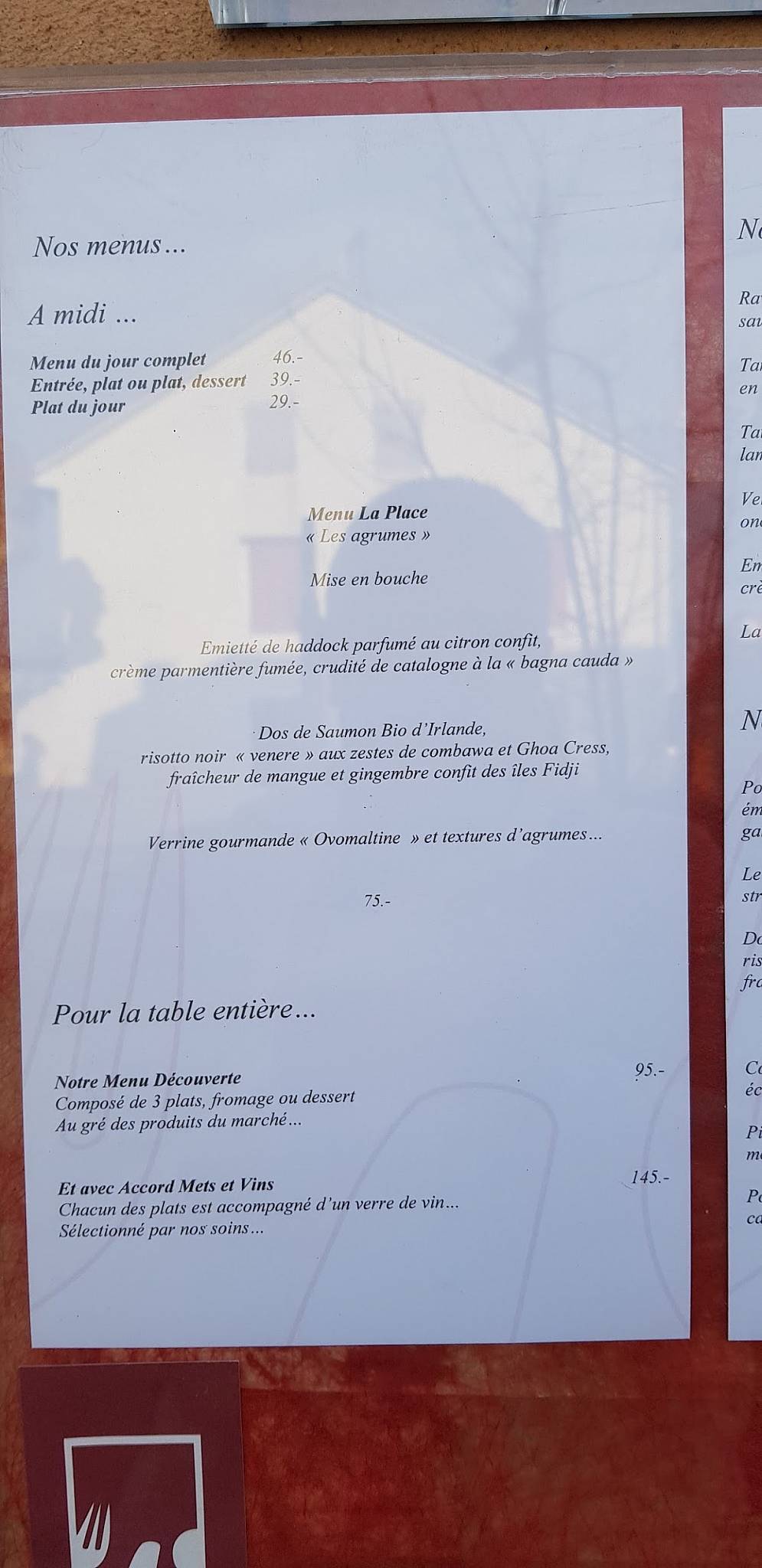 Menu da Café de la Place, Plan-les-Ouates, Rte de Saint-Julien 143