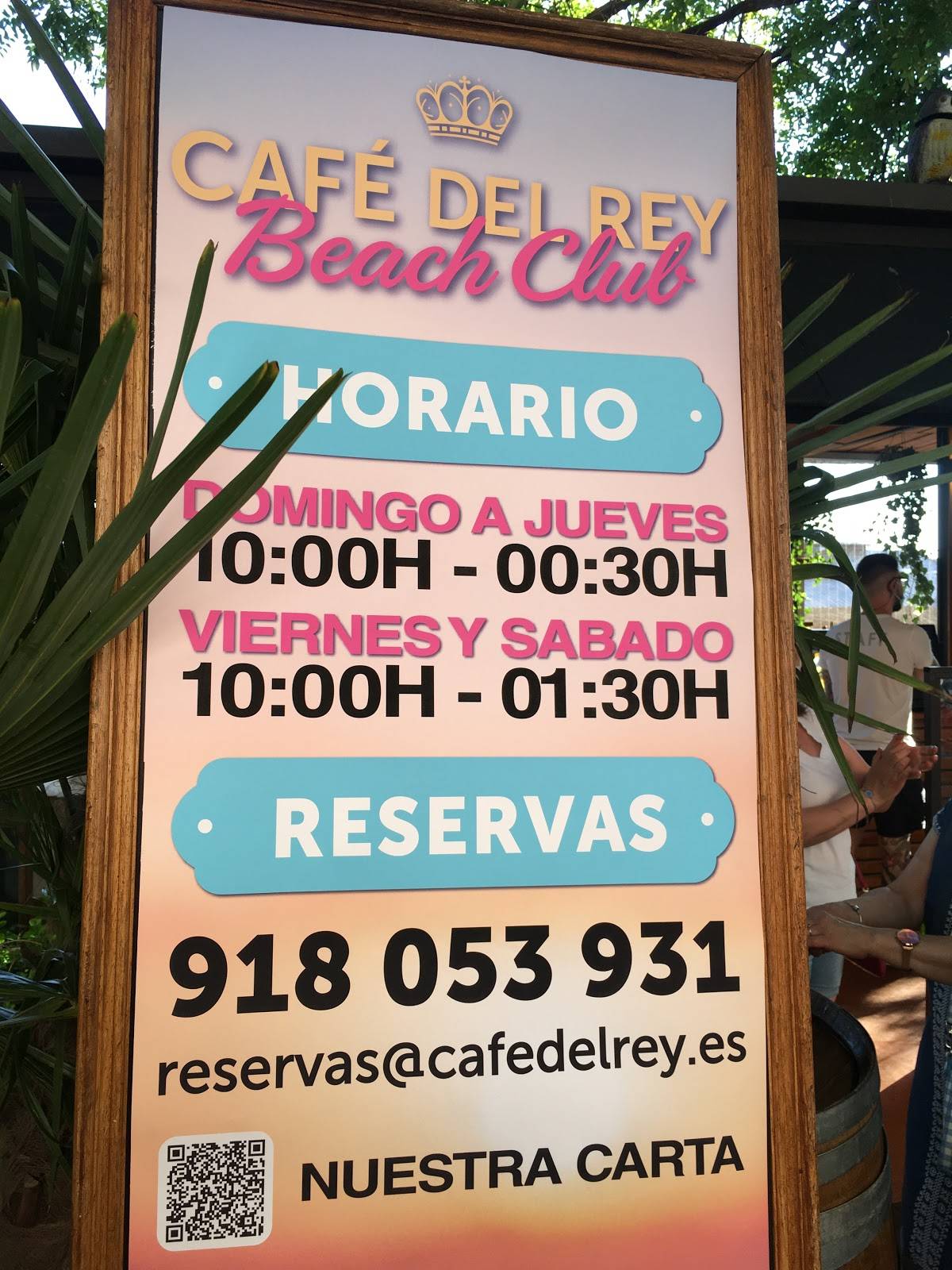Carta de Café Del Rey, Madrid, Paseo del Rey