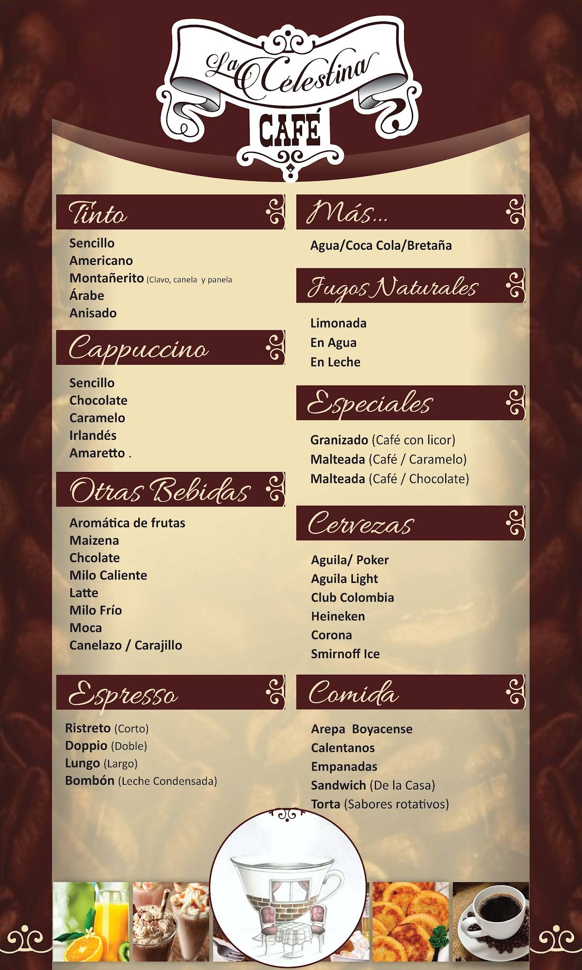 Carta de Cafe la Celestina, Bogotá